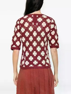 YERSE Floral Crochet Knit Top