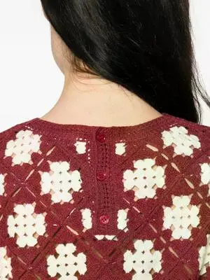 YERSE Floral Crochet Knit Top