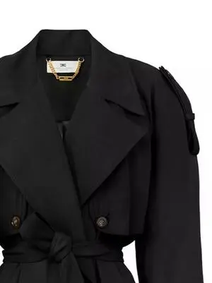 Elisabetta Franchi Structured Shoulder Belted Trench Coat