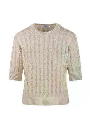 Max Mara Cable Knit Short-sleeve Sweater - Neutrals