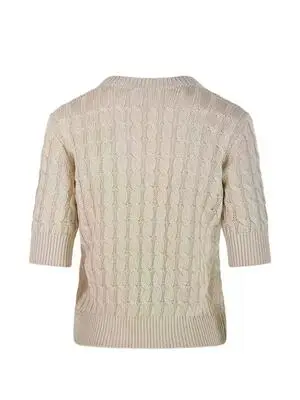 Max Mara Cable Knit Short-sleeve Sweater - Neutrals