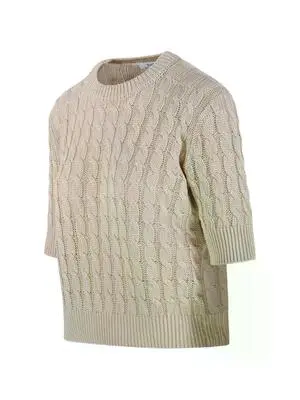 Max Mara Cable Knit Short-sleeve Sweater - Neutrals