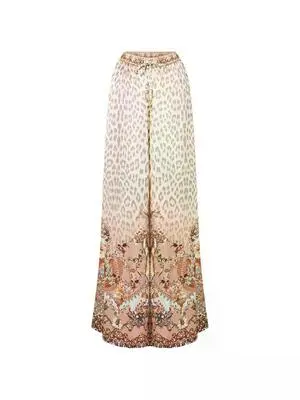 Camilla Animal-print Wide Leg Trousers - Neutrals