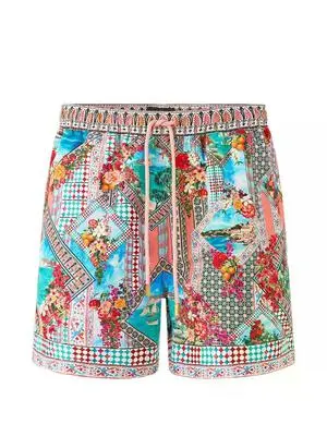 Camilla Floral-print Swim Shorts - Blue