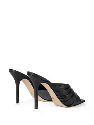 Elisabetta Franchi Gathered Leather Stiletto Heeled Sandals - Black