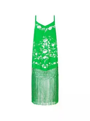 Camilla Floral Print Fringing Dress - Green