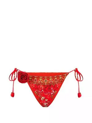 Camilla Flower-detail Bikini Bottoms - Red