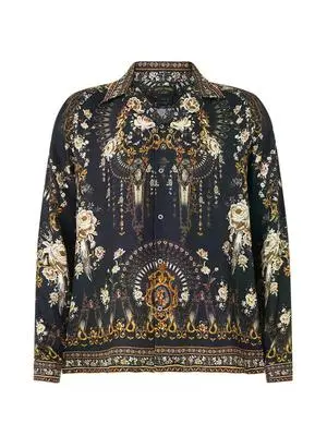 Camilla Long-sleeve Camp-collar Shirt - Black