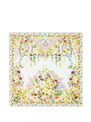 Camilla Crystalled Floral Pocket Square - White