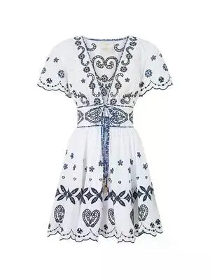 Camilla Mini V-neck Dress With Ties
