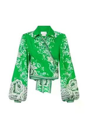 Camilla Cropped Wrap Blouse