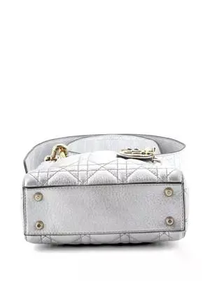 Dior Lady Cannage Quilt Lambskin Mini Satchel - Silver