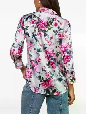 L'Agence Floral Print Blouse - White