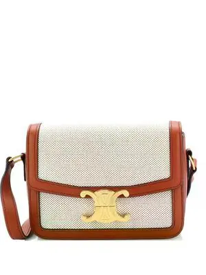 Celine Triomphe Teen Crossbody Bag Canvas With Leather - Brown
