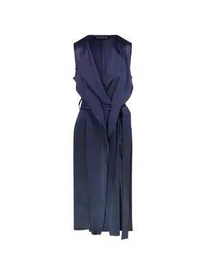 Victoria Beckham Sybil Belted V-neck Midi Dress
