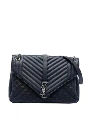 Saint Laurent 2017 Large Triquilt Monogram College Bag - Blue