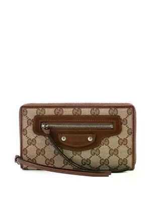 Balenciaga X Gucci The Hacker Project Neo Classic Zip Wallet Gg Canvas Long Small Wallets - Brown