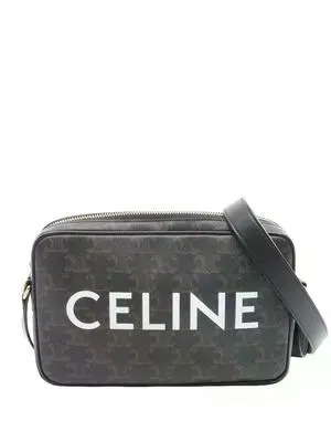 Celine 2021-2026 Medium Triomphe Coated Canvas Crossbody Bag - Black
