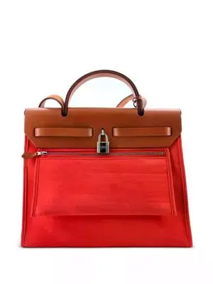 Hermès Herbag Zip Leather And Toile 31 Shoulder Bag - Pink