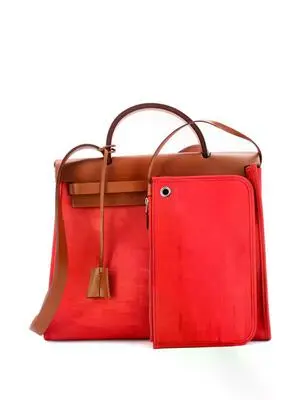 Hermès Herbag Zip Leather And Toile 31 Shoulder Bag - Pink