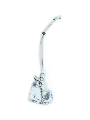 GANNI Floral-print Heart-shaped Mirror Charm - Blue