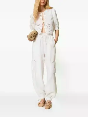 TWINSET Embroidered Linen Joggers