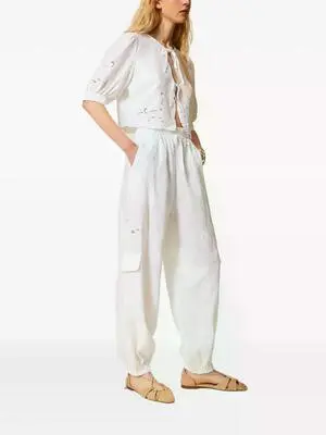 TWINSET Embroidered Linen Joggers