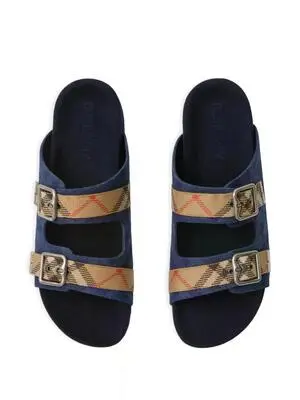 Burberry Embossed Check Denim Urchin Sandals - Blue