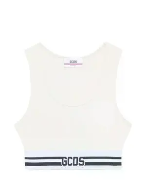 Gcds Logo Detail Crop Top - White
