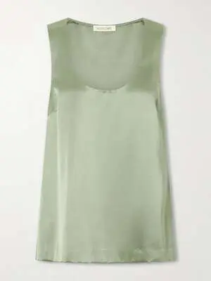 HEIRLOME Elaine Silk-satin Tank Top - Sage Green