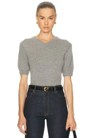 Khaite Jas Cropped Cashmere Sweater - Fog