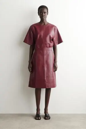 Cos Panelled Textured-leather T-shirt