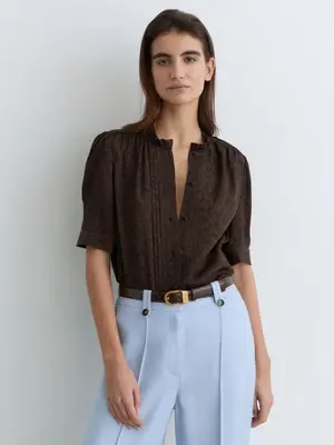 REISS Alina Animal-print Silk Blouse