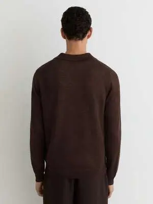 REISS Oaklands Linen Open-collar Regular-fit Polo Shirt - Chocolate Brown