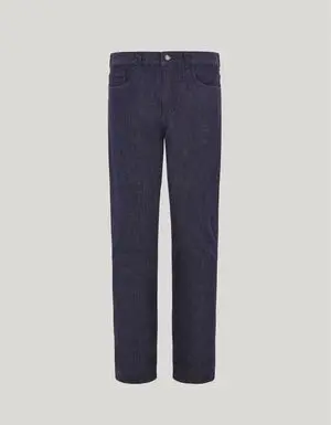 Canali Regular Fit Cotton And Silk Blend Five Pocket Pants - Blue