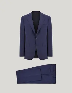Canali Pure Wool Modern-fit Suit With Micro-design - Blue