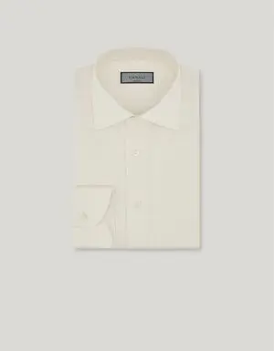 Canali Impeccabile Cream Twill Cotton Regular-fit Formal Shirt - White