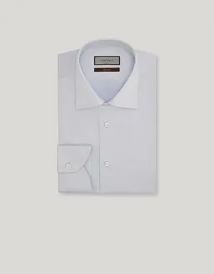 Canali Regular Fit Shirt In Light Sea Island Cotton Twill - Blue