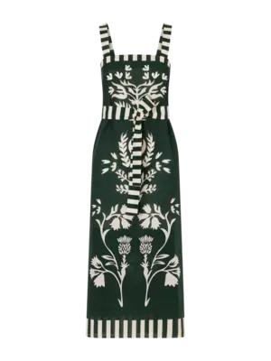 ERES Lakshya Belted Printed Cotton And Silk-blend Midi Dress - Green