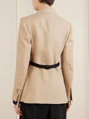 Max Mara Belted Linen 'fonda' Blazer - Neutrals