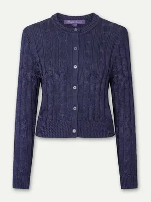 Ralph Lauren Cable-knit Silk Cardigan - Blue