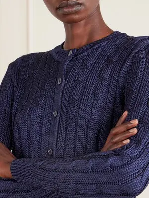 Ralph Lauren Cable-knit Silk Cardigan - Blue