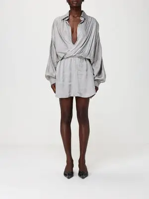 Andamane Gathered Draped Dress - Grey