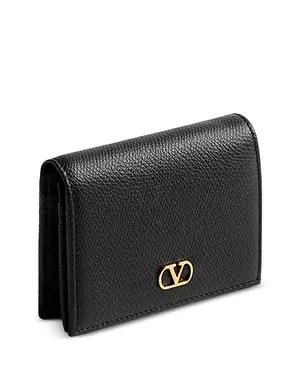 Valentino Garavani Vlogo Signature Grainy Leather Wallet - Black