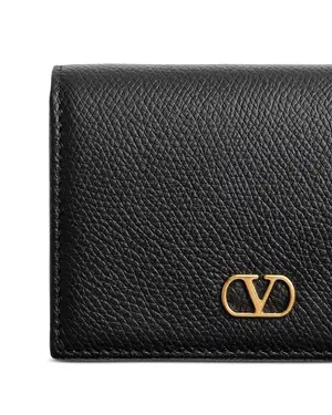 Valentino Garavani Vlogo Signature Grainy Leather Wallet - Black