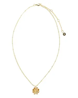 Aqua Cubic Zirconia Flower Pendant Necklace - Gold