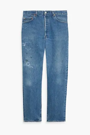 RE/DONE WITH LEVI'S Distressed High-rise Straight-leg Jeans