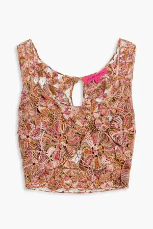 THE ELDER STATESMAN Cropped Crocheted Pima Cotton Top