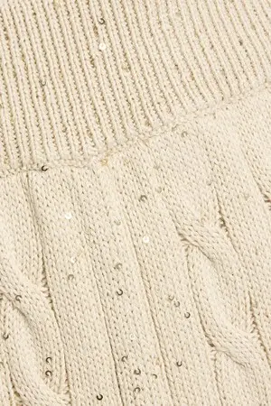 Brunello Cucinelli Sequin-embellished Cable-knit Cotton-blend Shorts