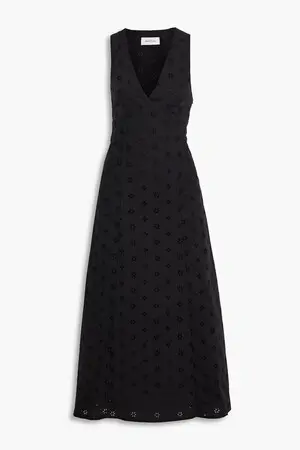 Matteau Broderie Anglaise Cotton Maxi Dress - Black